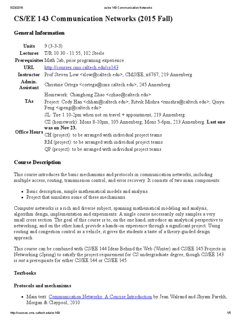 Cs - Ee 143 Communication Networks | PDF | Routing | Ethernet