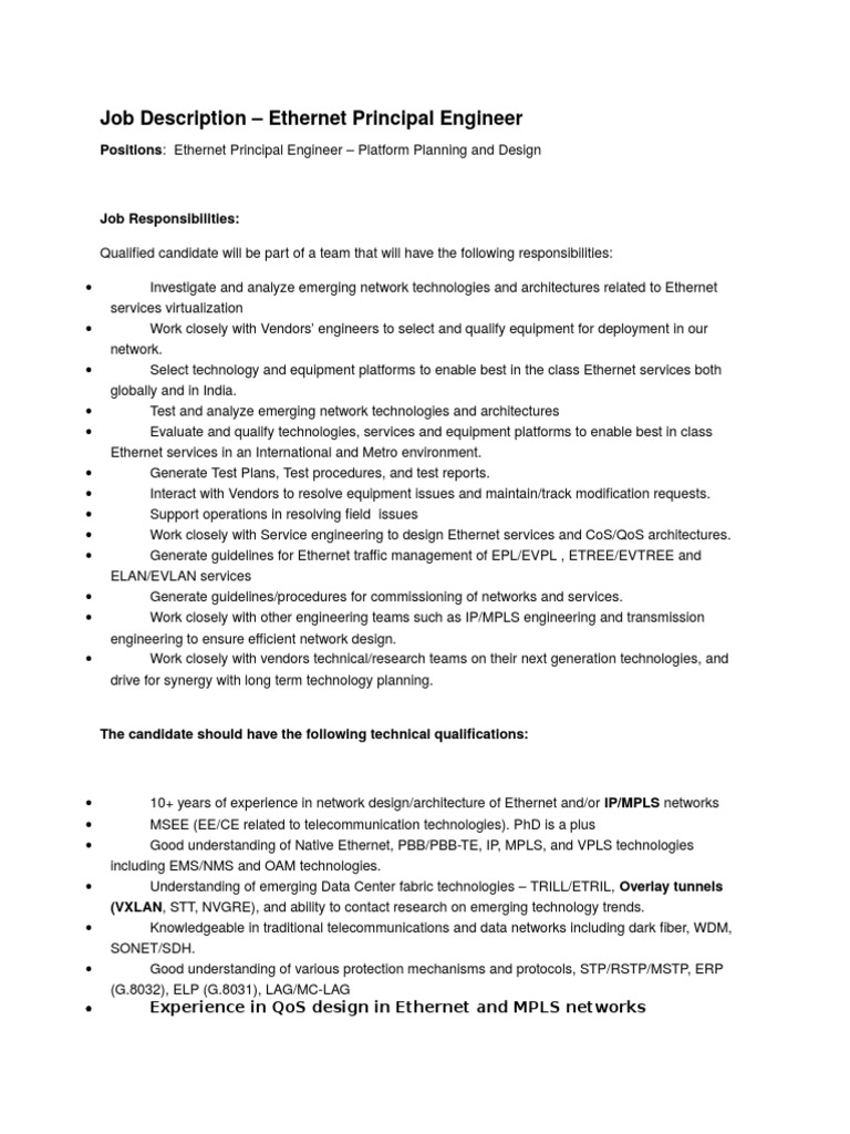 Job Description - IP Engineer | PDF | Routing | Computer Network
