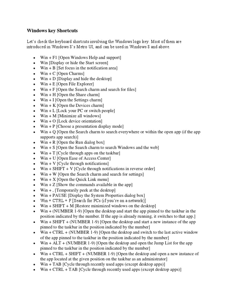 Windows Key Shortcut | PDF