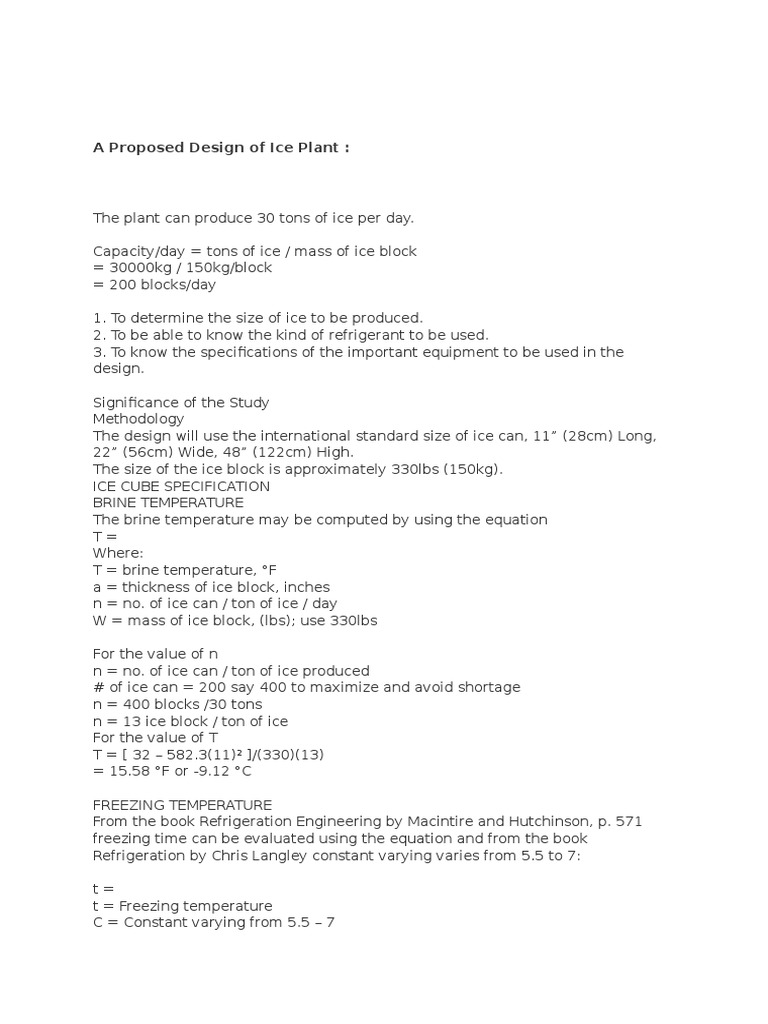 A Proposed Design of Ice Plant | Ton | Belt (Mechanical)