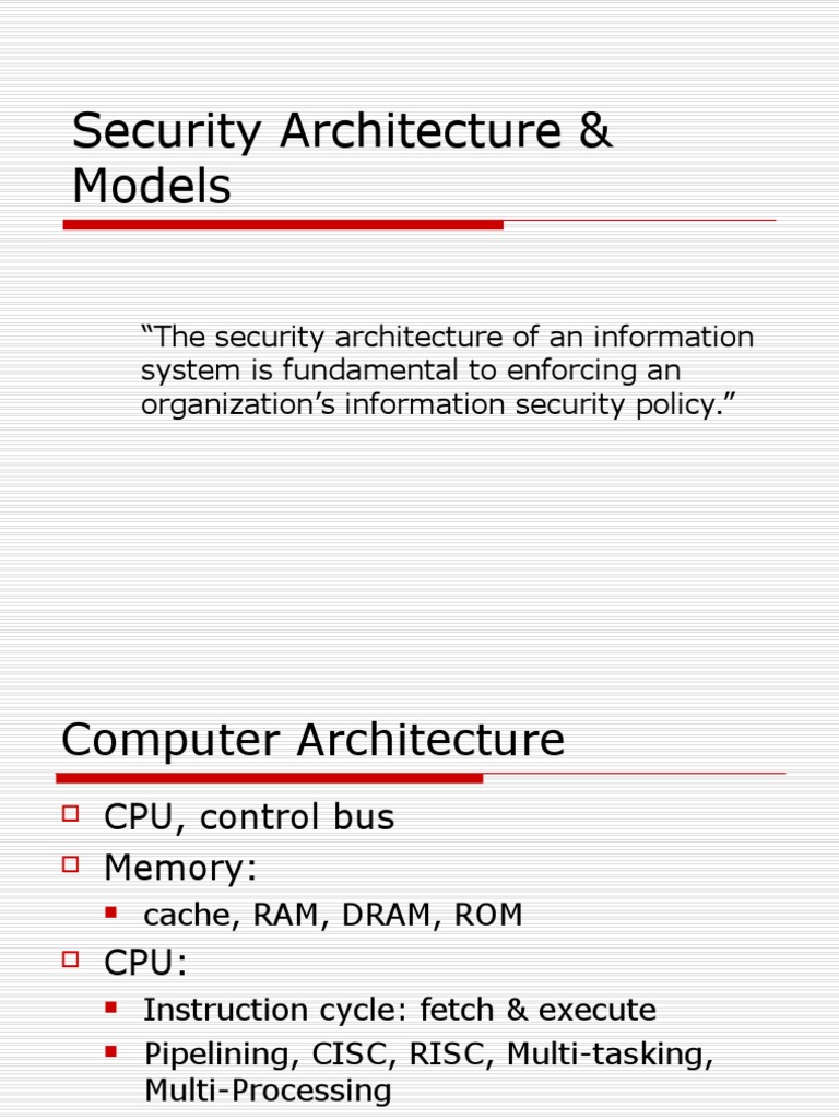 Security Architecture & Models | PDF | Computers | Technology & Engineering