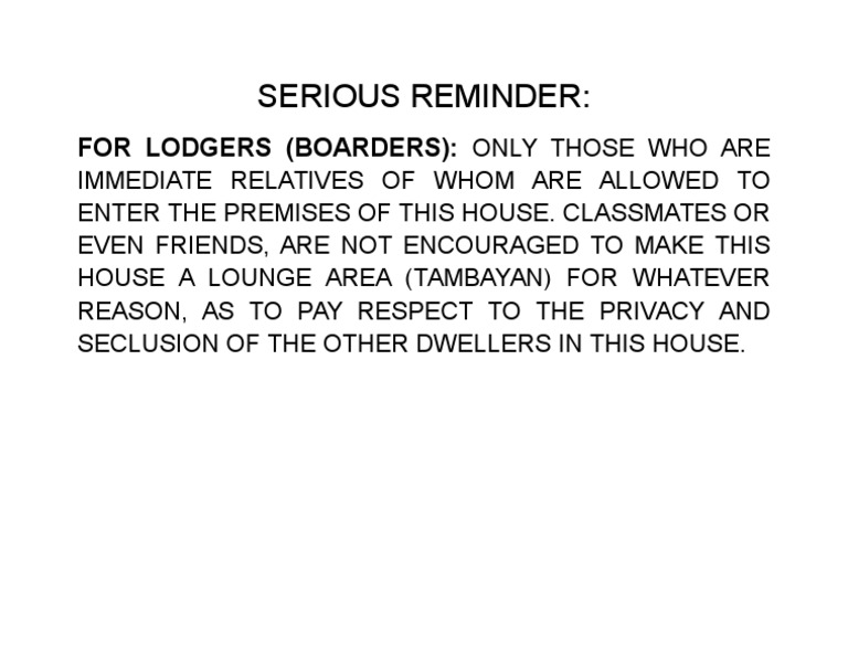 Lodger Visitor Policy Reminder | PDF