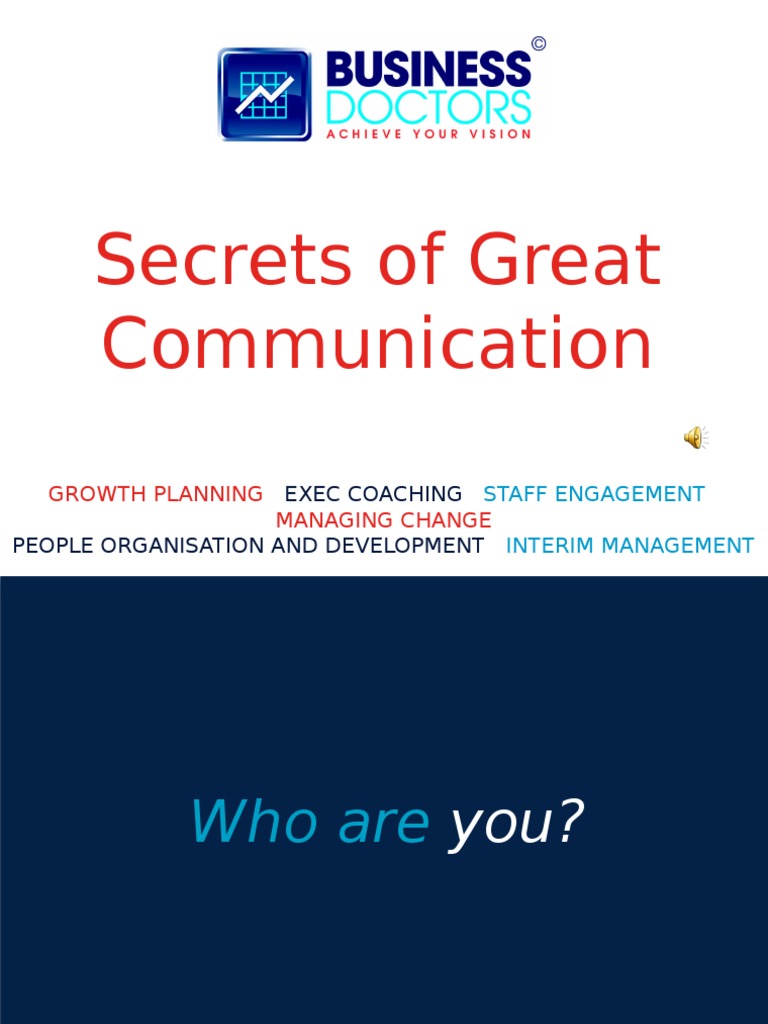 Secrets of Great Communication | PDF | Body Language | Strategic Management