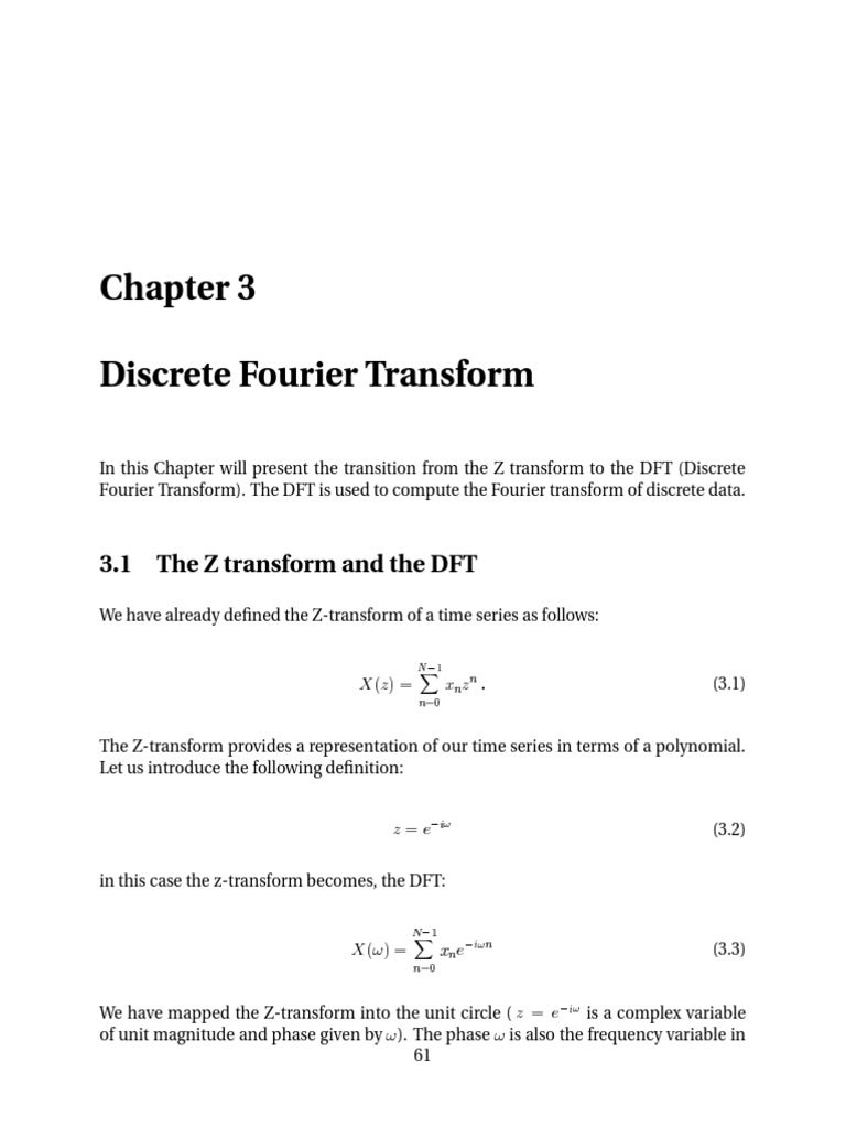DFT Chapter: Transition from Z Transform to Discrete Fourier Transform ...