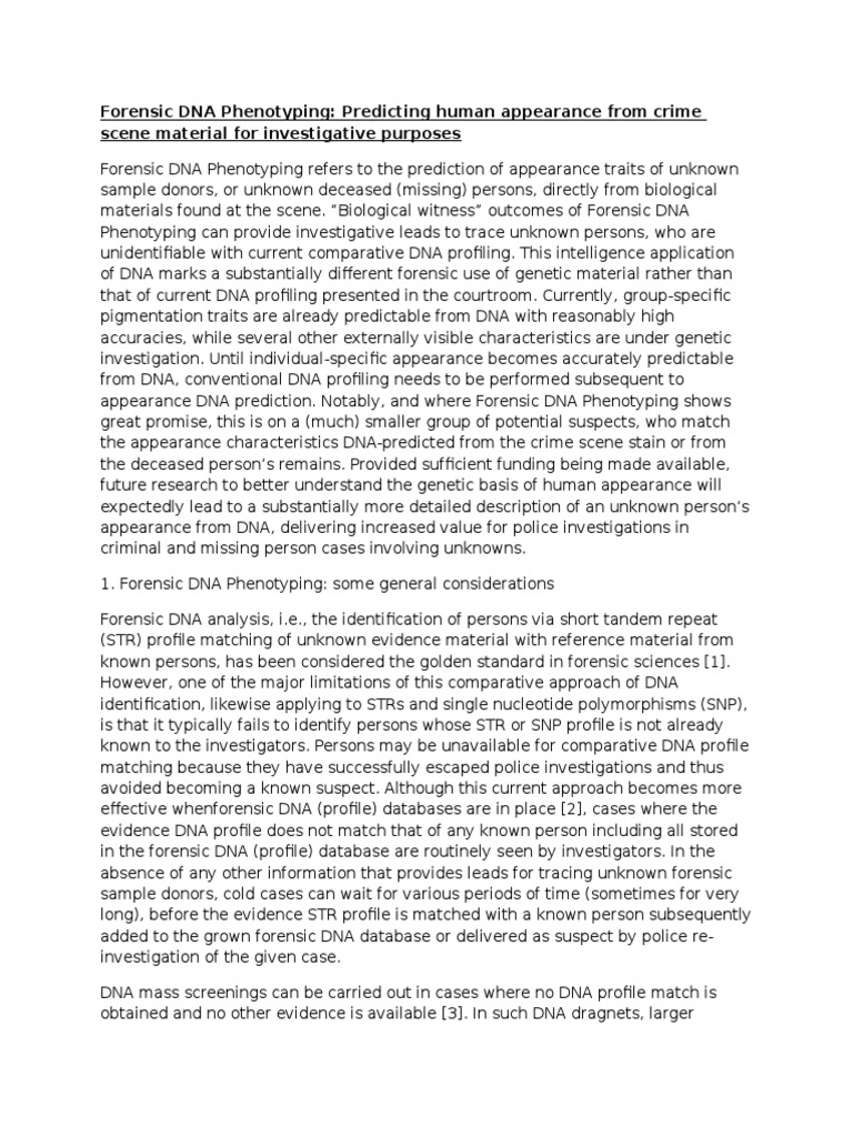 Forensic DNA Phenotyping Explained | PDF | Dna Profiling | Single ...