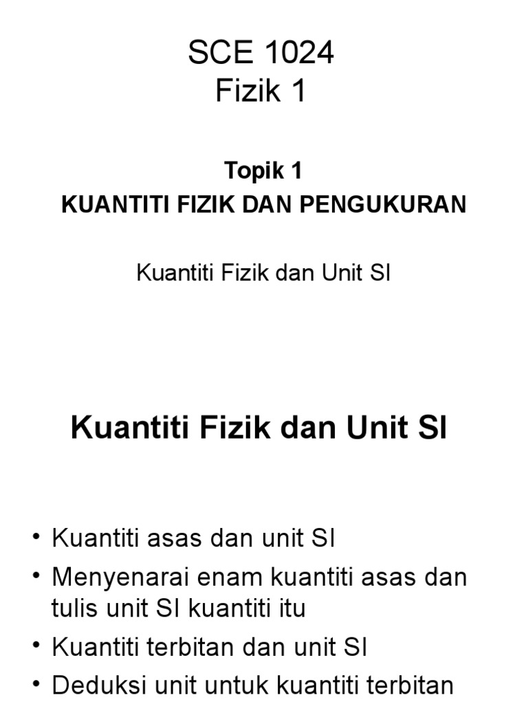 Kuantiti Fizik Unit Si | PDF