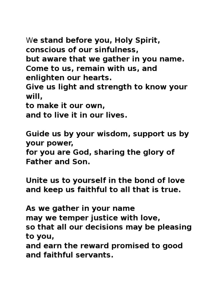 We Stand Before You, Holy Spirit | PDF