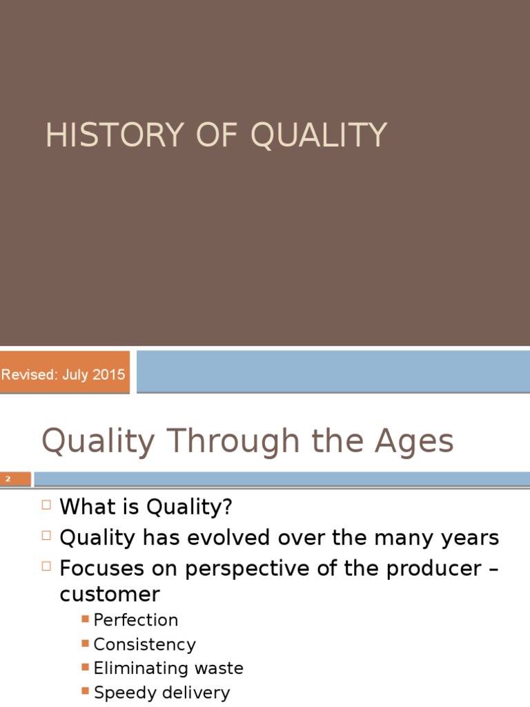 History of Quality | PDF | Quality (Business) | Production And ...