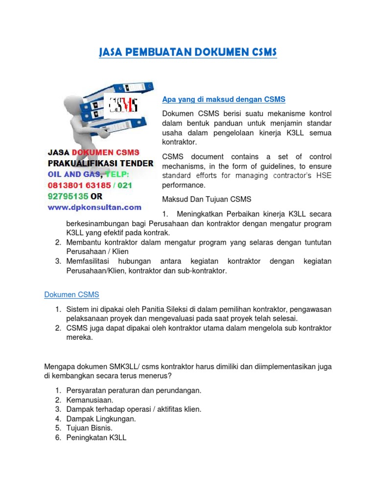 Contoh Dokumen Csms Dan Sertifikasi Iso | PDF