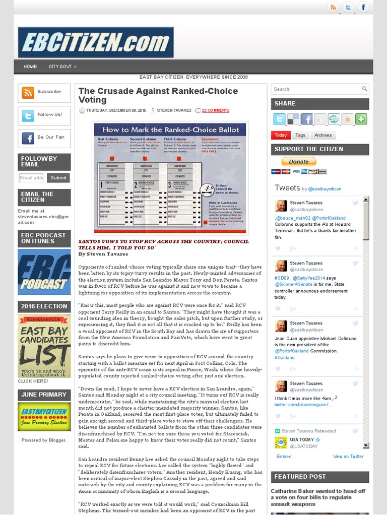 The Crusade Against Ranked-Choice Voting | PDF | Two Round System | Voting