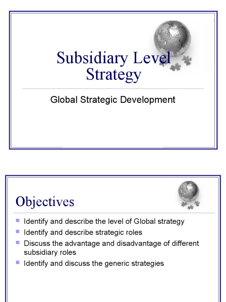 Subsidiary Level Strategy: Global Strategic Development | PDF ...
