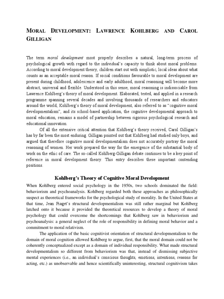 Moral Development by Lawrence Kohlberg | PDF | Morality | Thought