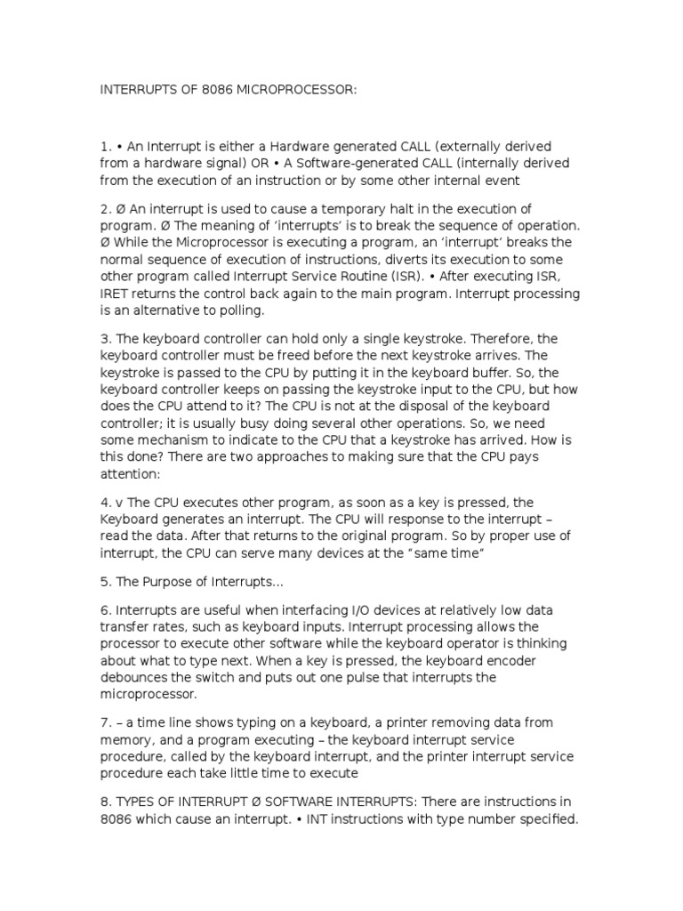 Interrupts in 8086 Microprocessor | PDF | Instruction Set | Central Processing Unit