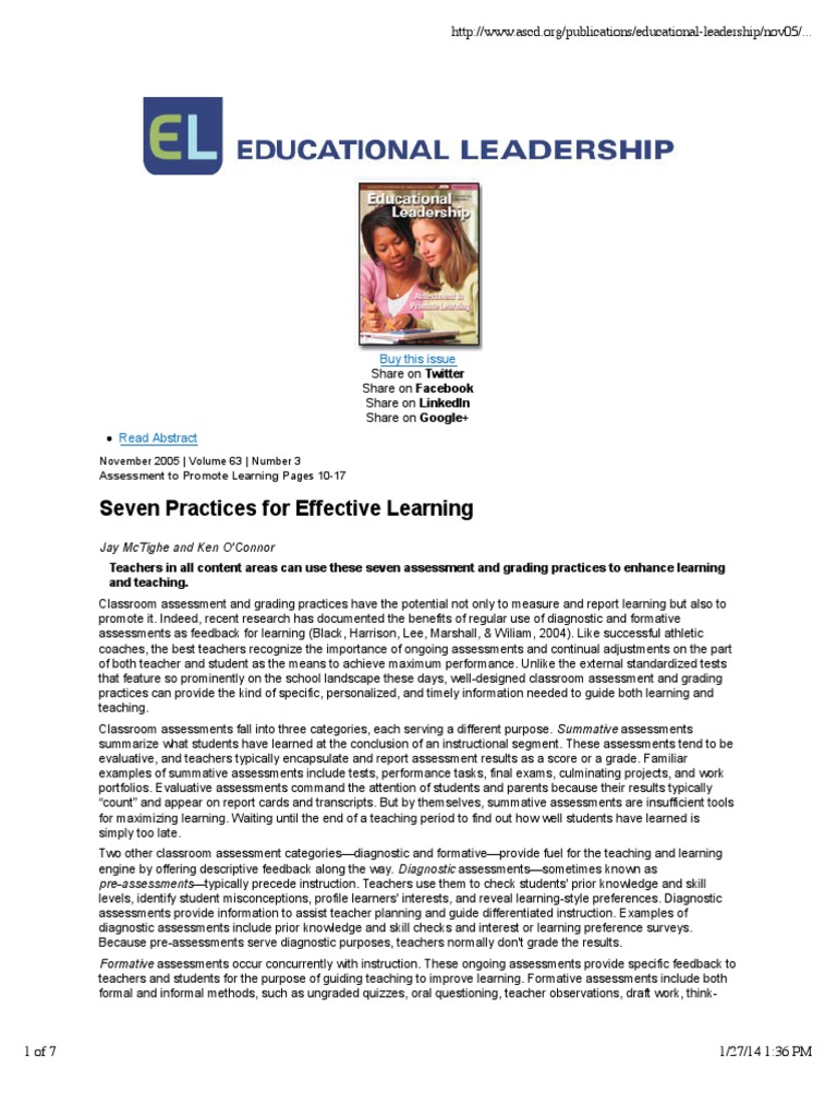 Seven Practices For Effective Learning: Buy This Issue | PDF | Educational Assessment | Rubric ...