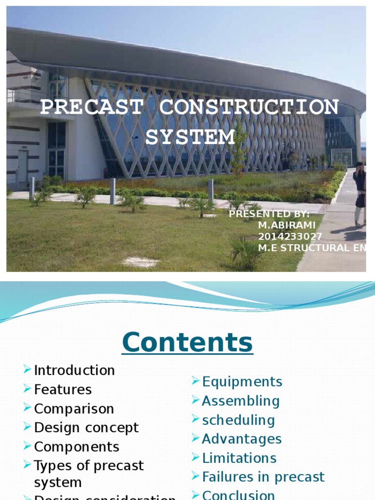 Precast Construction System: Presented By: M.Abirami 2014233027 M.E ...