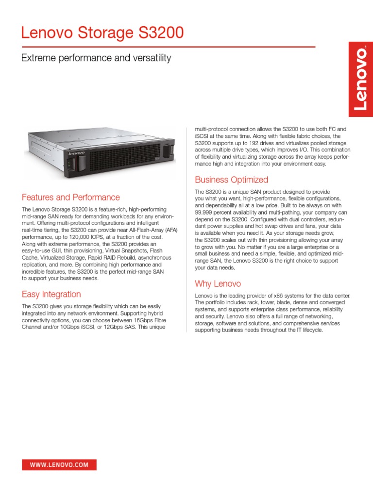 Lenovo Storage s3200 Ds | Solid State Drive | Computer Data Storage