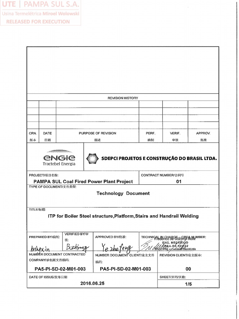 PA5-PI-SD-02-M01-003 ITP For Boiler Steel Structure-Platform-Stairs and ...