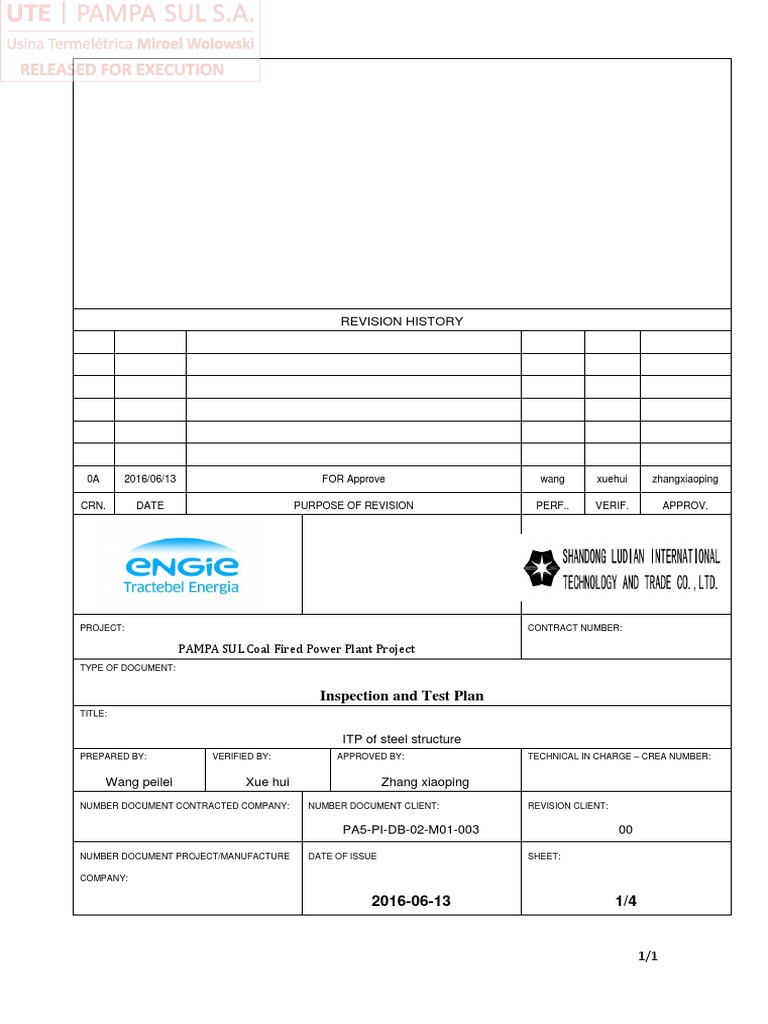 Steel Structure Inspection Plan | PDF | Steel | Production And ...