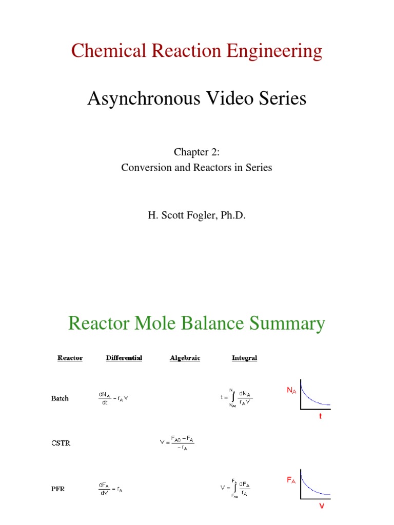 Chemical Reaction Engineering: Asynchronous Video Series | PDF ...