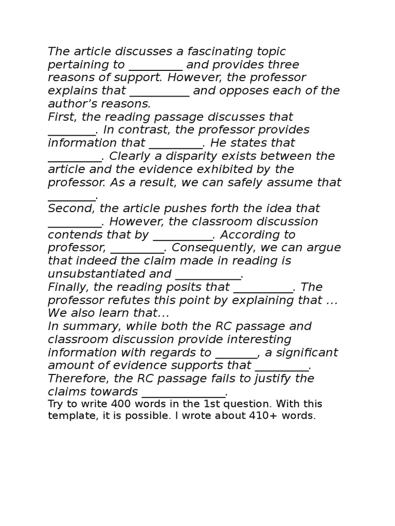 Try To Write 400 Words in The 1st Question. With This Template, It Is ...