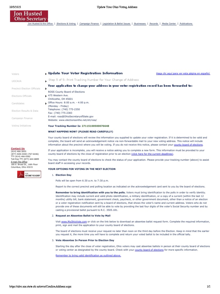 Ohio Voting Registration | PDF | Absentee Ballot | Identity Document