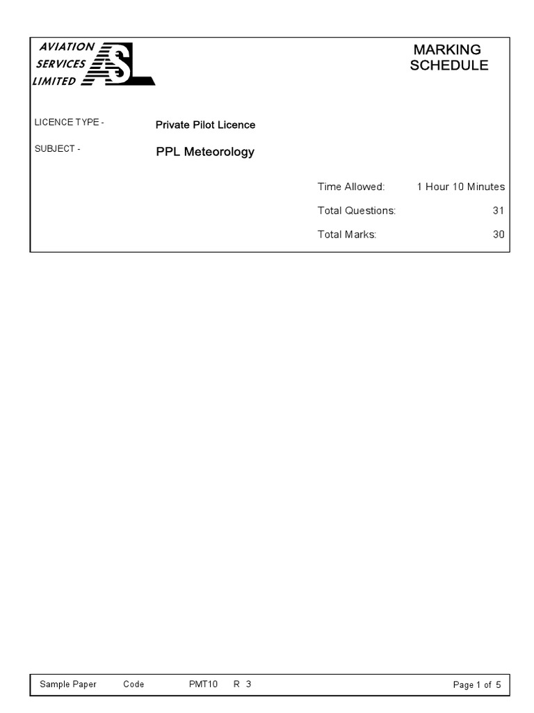 PPL Meteorology Sample Exam | PDF