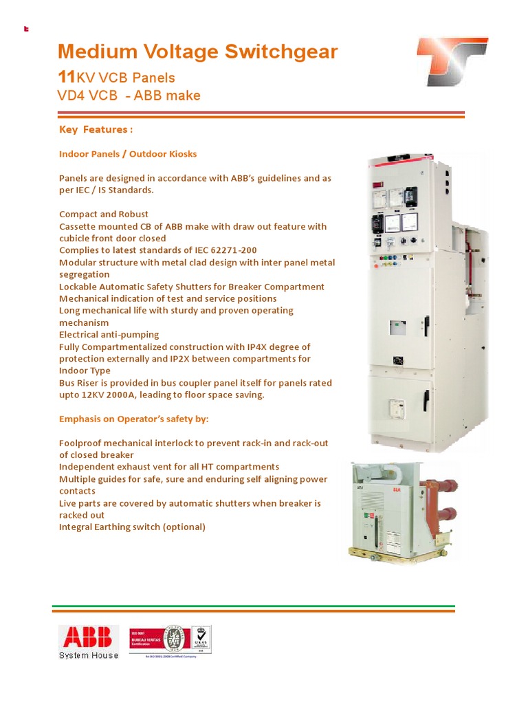 Leaflet - 11kv VCB Panels | PDF | Ac Power Plugs And Sockets ...