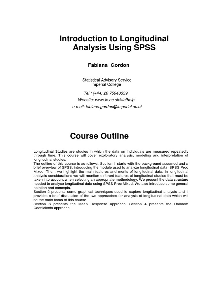 Introduction To Longitudinal Analysis Using SPSS - 2012 | PDF | Akaike ...