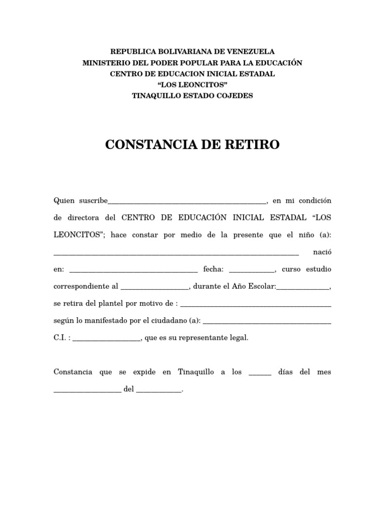 Formato Constancia de Retiro 2017 | PDF