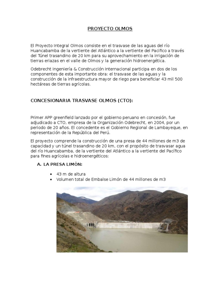 Proyecto Olmos | PDF | Riego | Agua y política