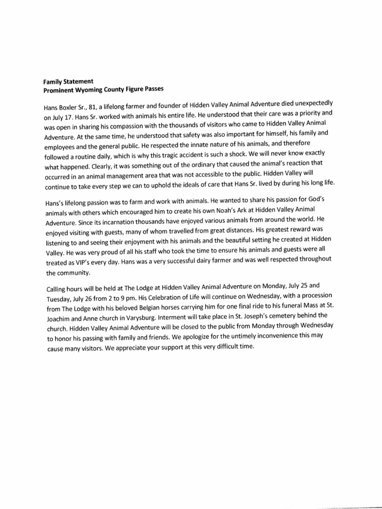 Boxler Family Statement | PDF