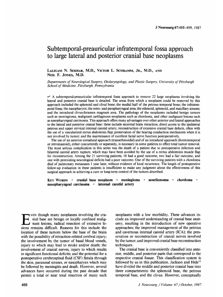 Subtemporal approach to large cranial base tumors | PDF | Skull ...