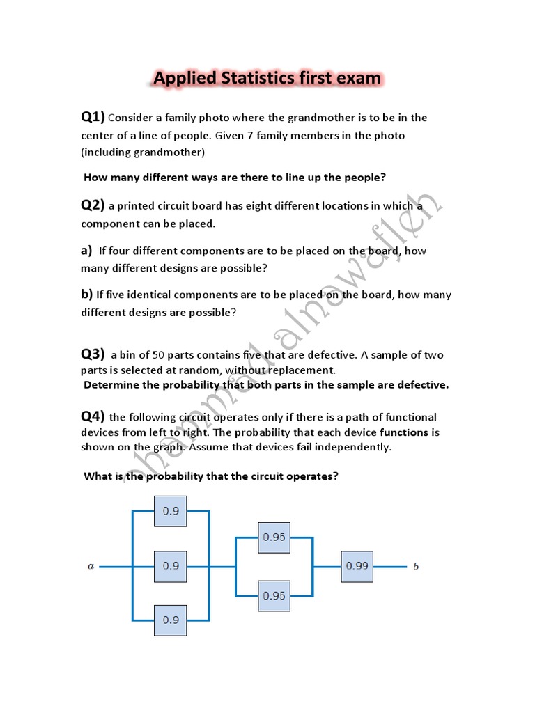 Applied Statistics First Exam - Man | PDF