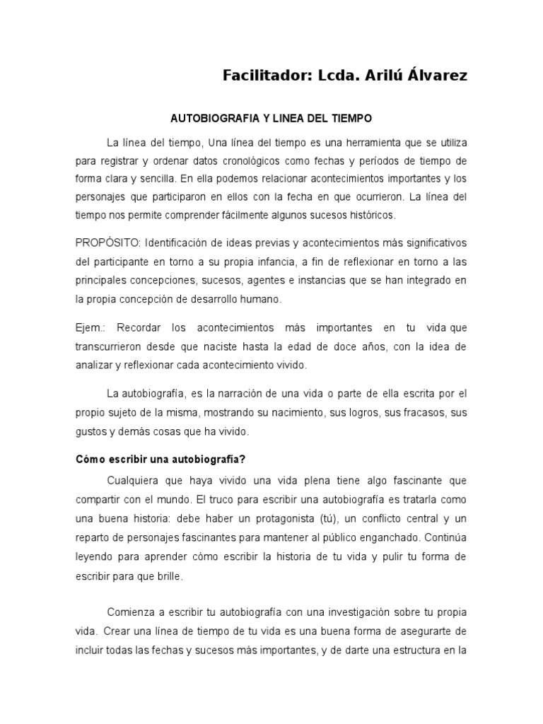Autobiografia y Linea Del Tiempo | PDF | Autobiografías