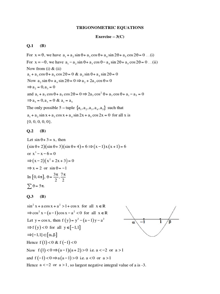 Advanced Trigonometric Equations Ex.3 (C) | PDF