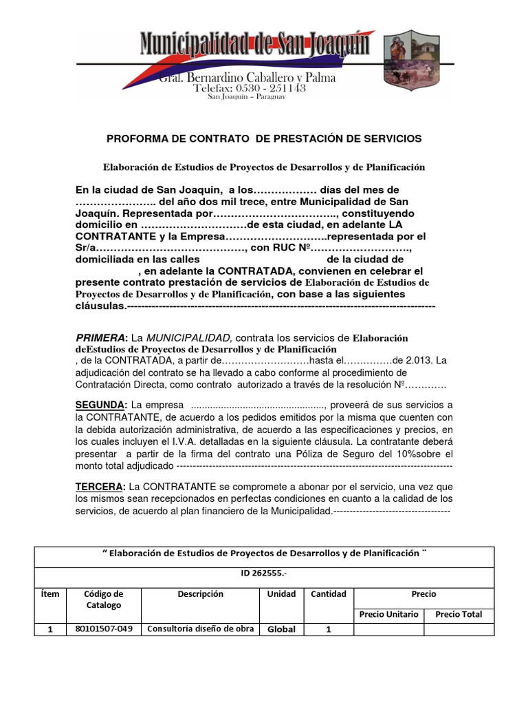Proforma de Contrato de Prestaci N de Servicios 2 | PDF | Pagos | Gobierno