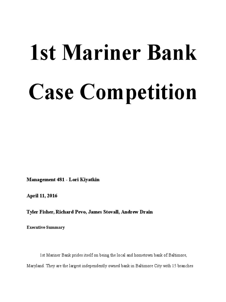 1st Mariner Bank Case Competition | PDF | Millennials | Banks