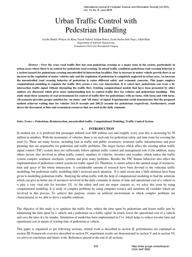 Urban Traffic Control With Pedestrian Ha | PDF | Traffic | Traffic Light