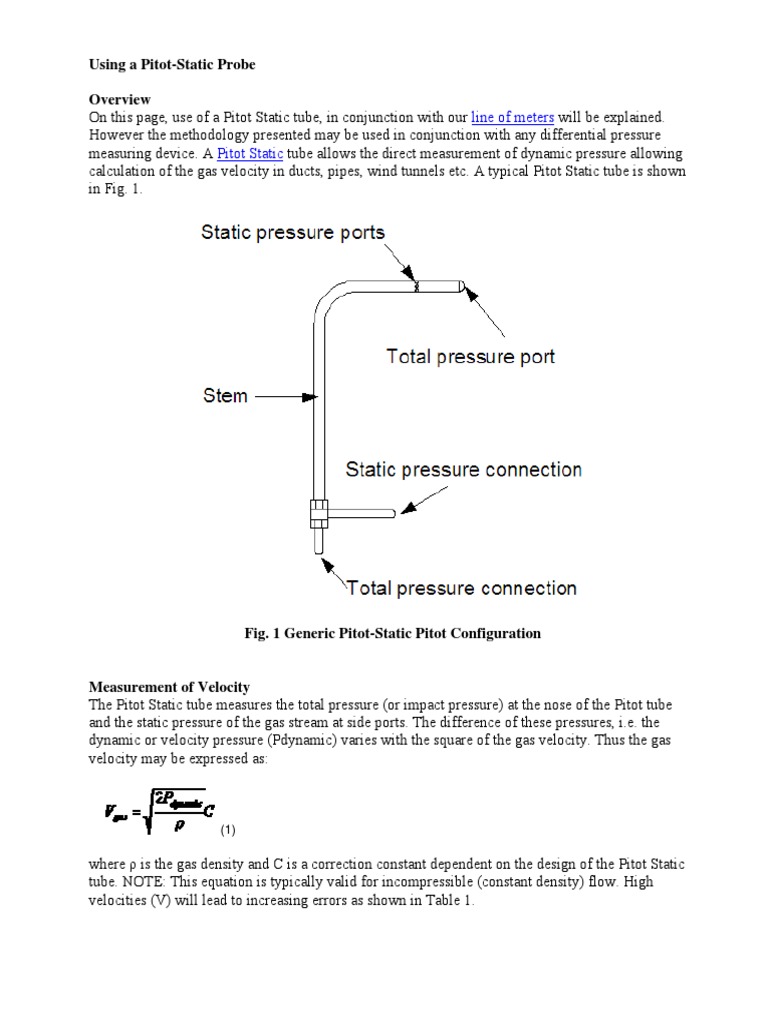 Using A Pitot Probe PDF | PDF | Pressure | Applied And ...