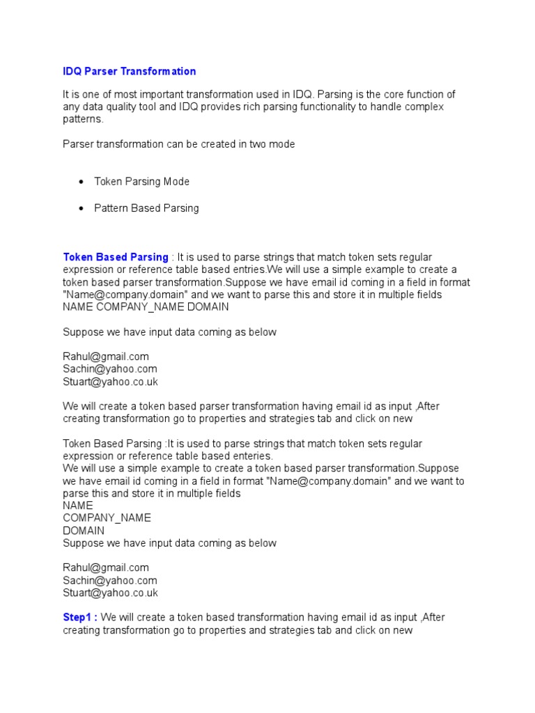 Parser Transformations | PDF | Parsing | Data Quality