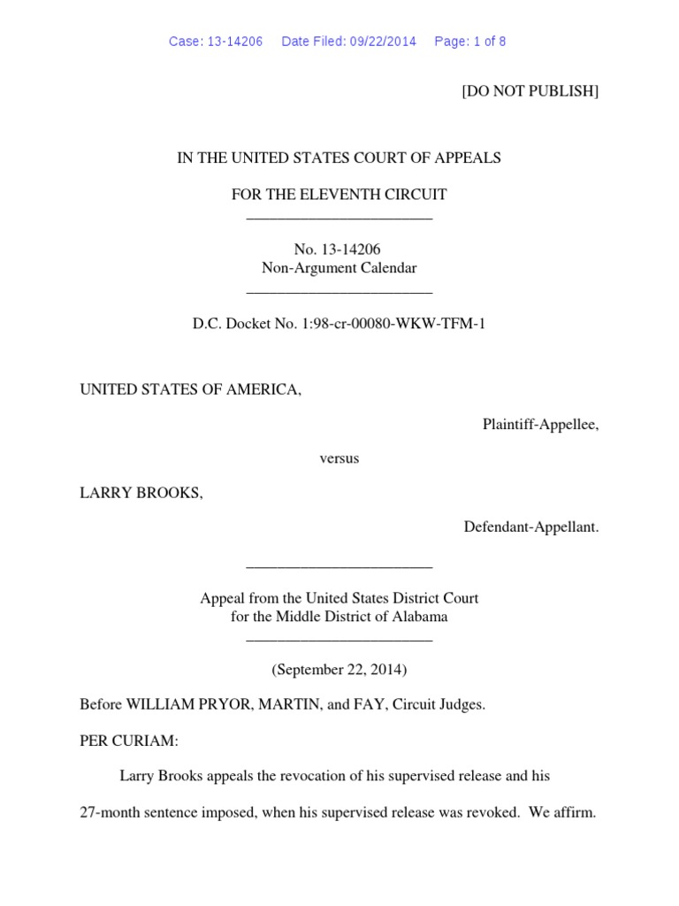 United States v. Larry Brooks, 11th Cir. (2014) | PDF | United States ...