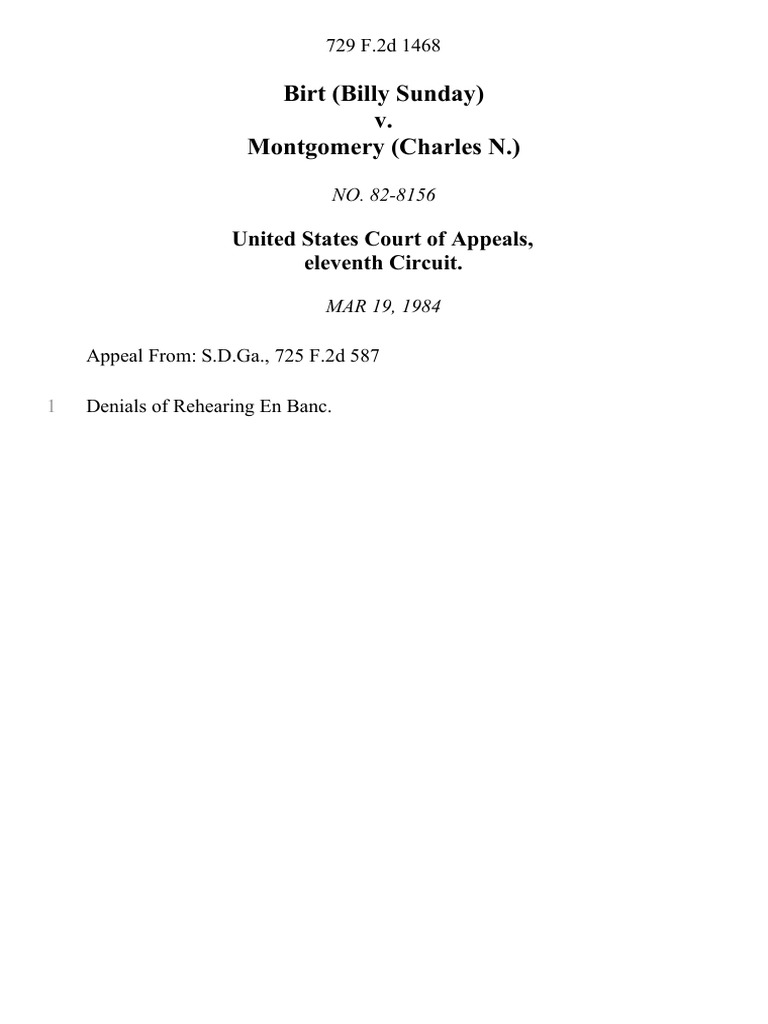 Birt (Billy Sunday) v. Montgomery (Charles N.), 729 F.2d 1468, 11th Cir ...