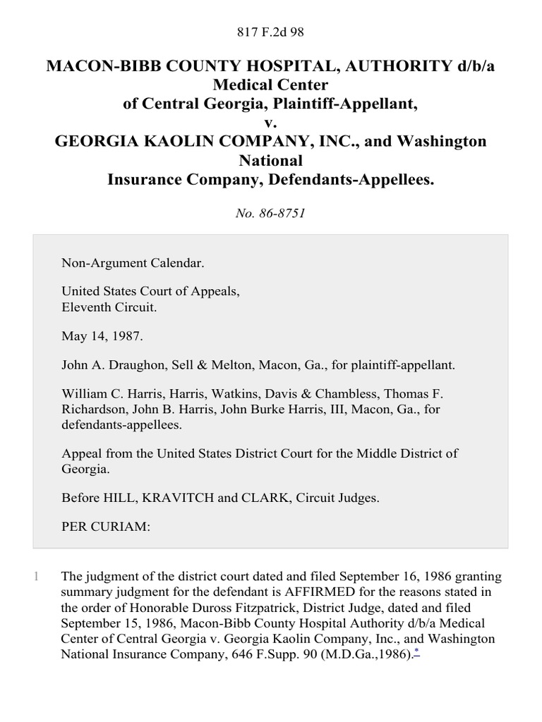 MacOn County Hospital, Authority D/B/A Medical Center of Central ...