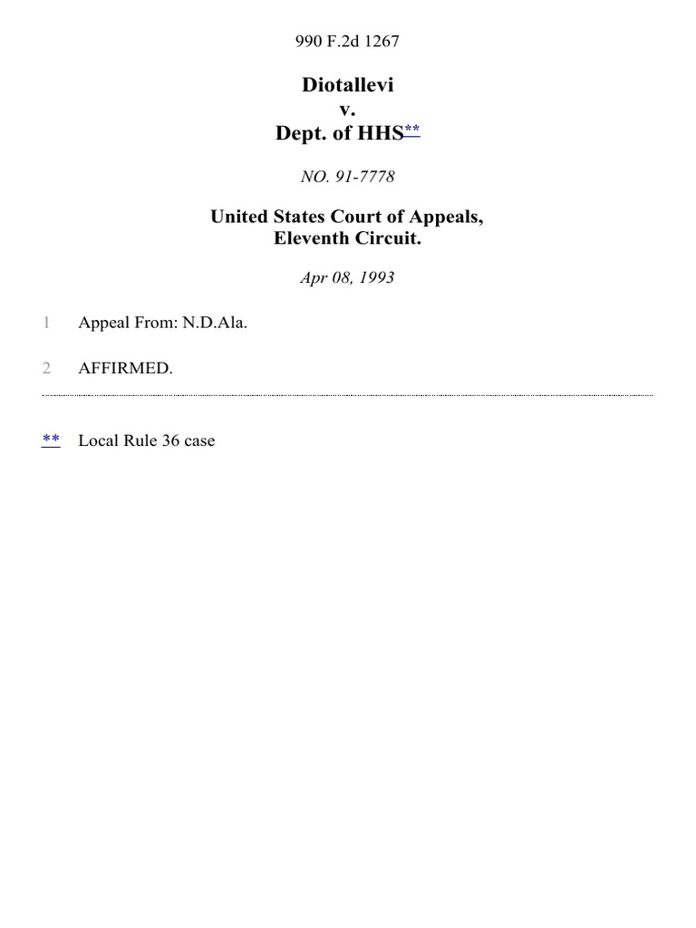 Diotallevi v. Dept. of HHS, 990 F.2d 1267, 11th Cir. (1993) | PDF ...