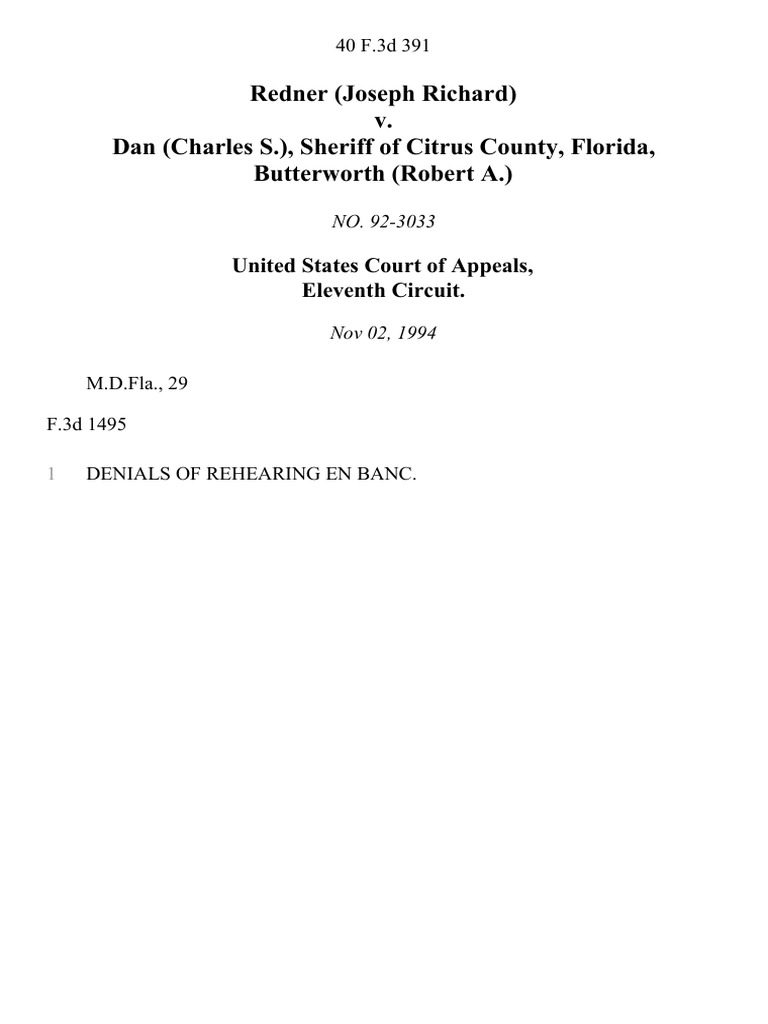 Redner (Joseph Richard) v. Dan (Charles S.), Sheriff of Citrus County ...
