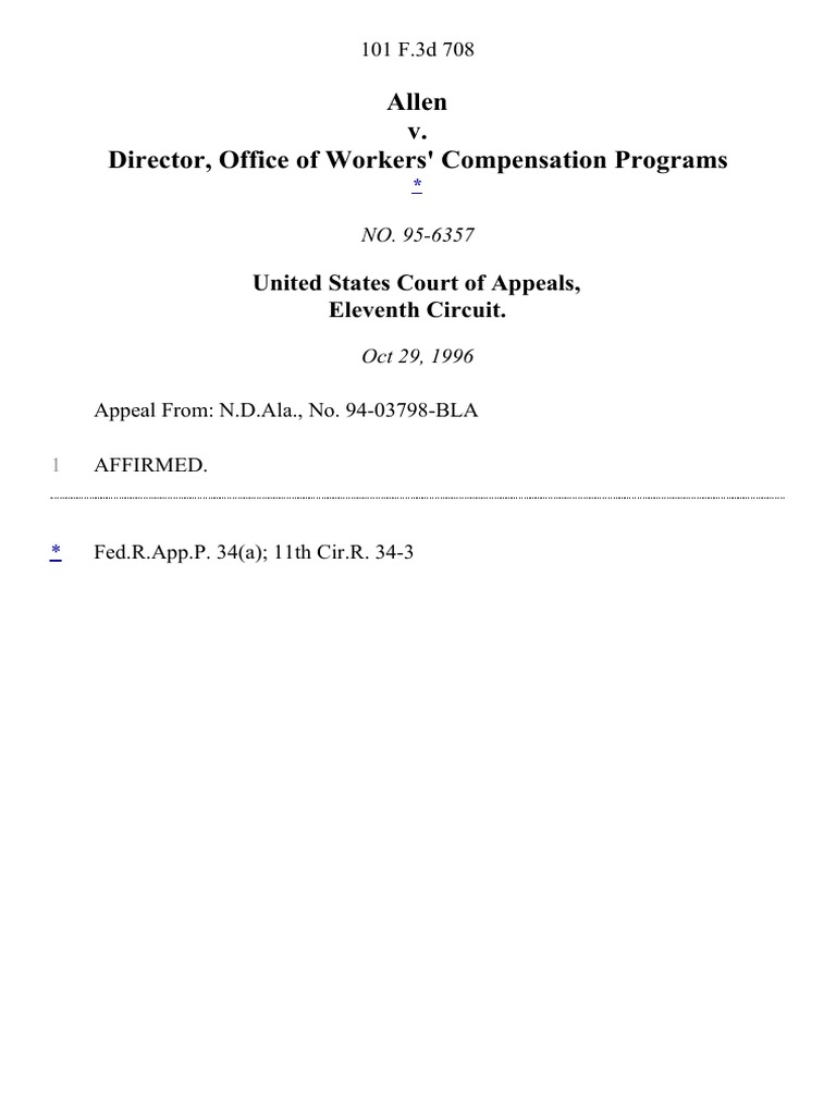 Allen v. Director, Office of Workers' Compensation Programs, 101 F.3d ...