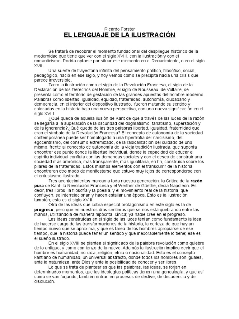 El Lenguaje de La Ilustración | PDF | Era de iluminacion | Immanuel Kant