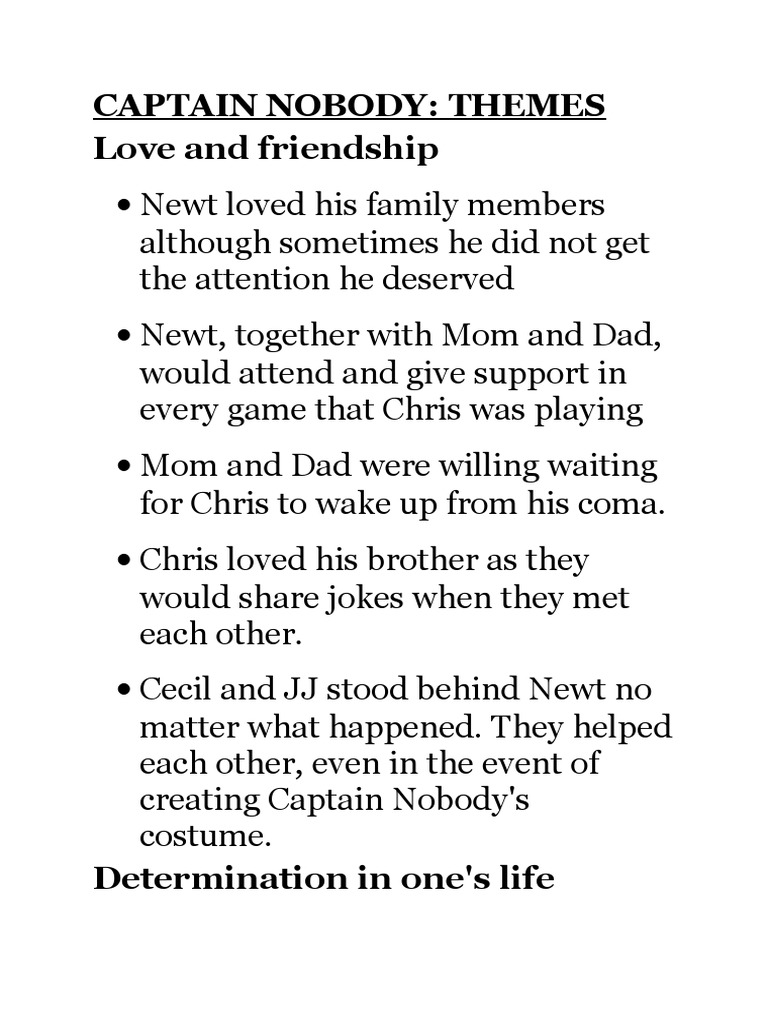 Captain Nobody Themes | PDF