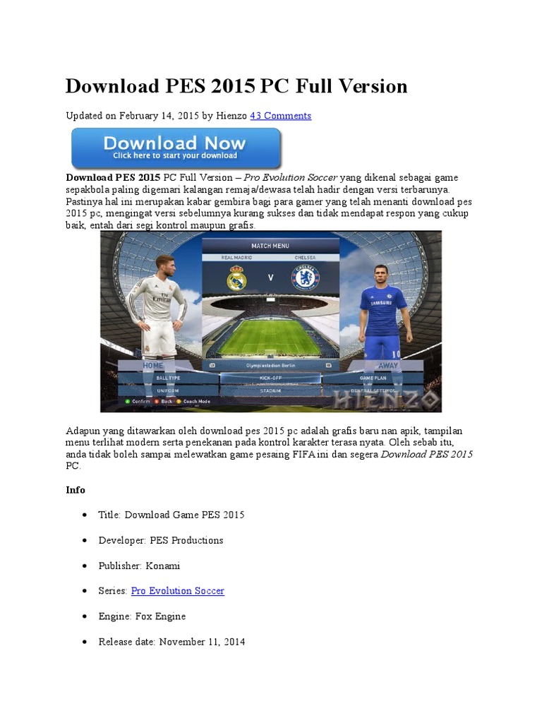 Download PES 2015 PC Full Version | PDF