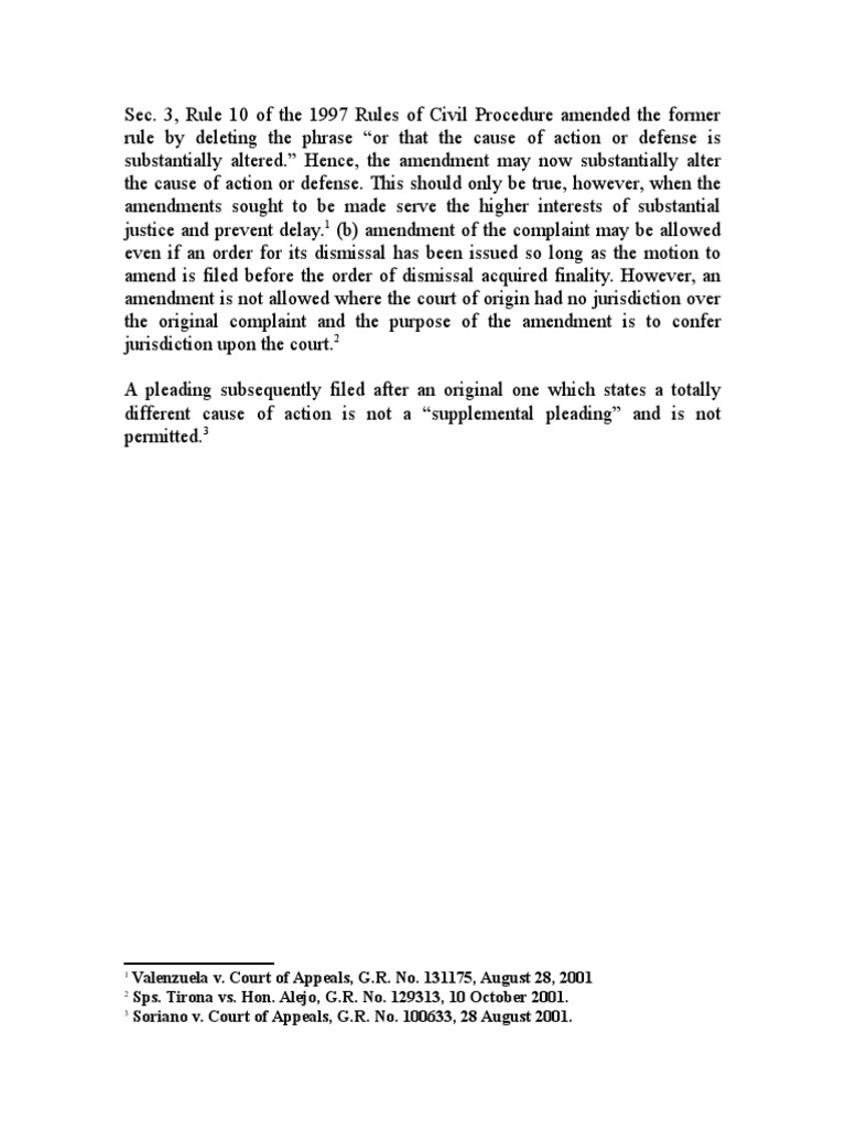 Amendment of Pleadings | PDF